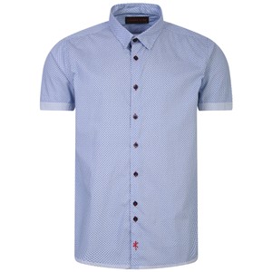 Mens Lizard King Dobbie Print Short Sleeve Shirt in Blue