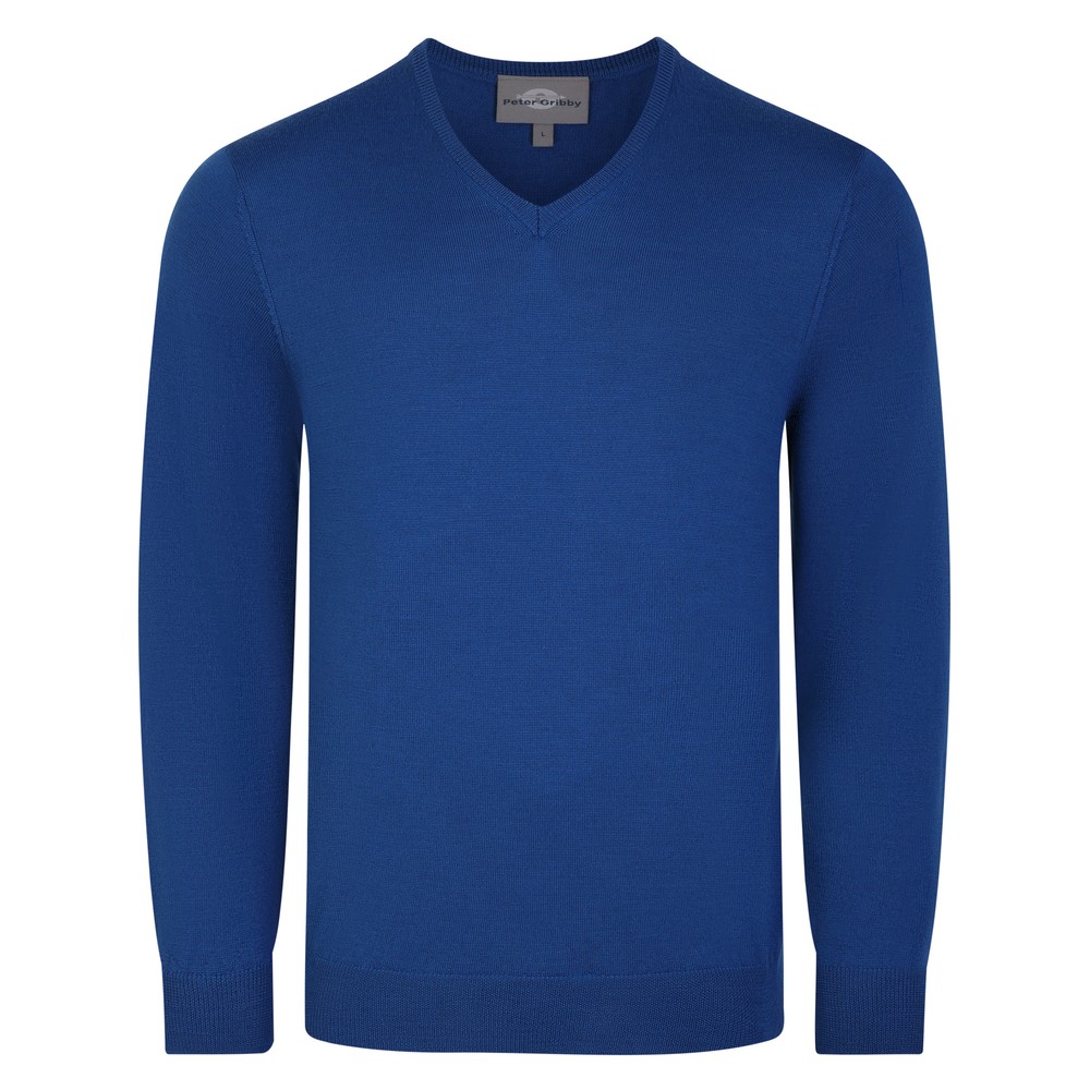 Mens Peter Gribby Men's Merino V Neck Jumper in Plum