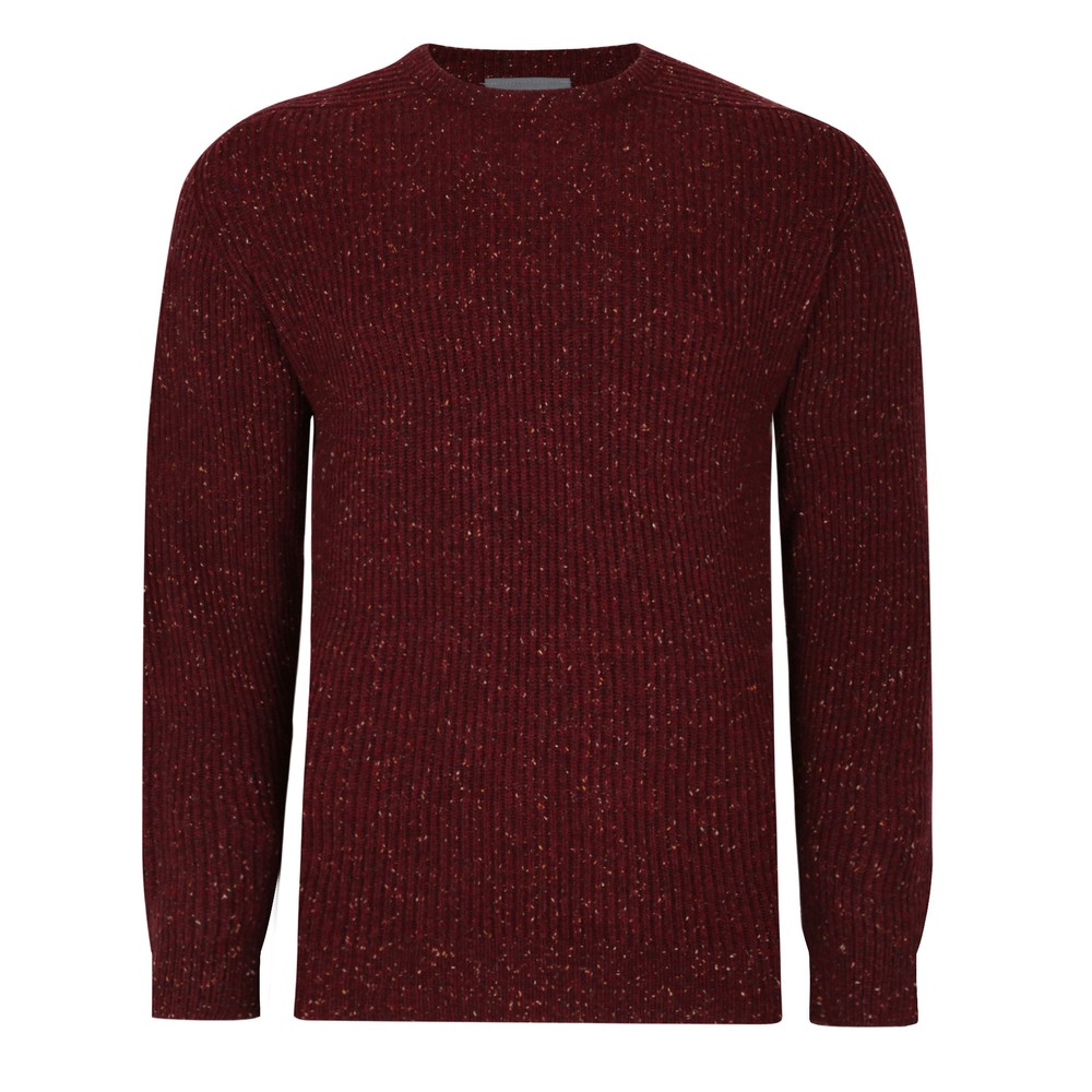 Mens Peter Gribby Rib Donegal Nep Crew Neck Jumper in Ruby