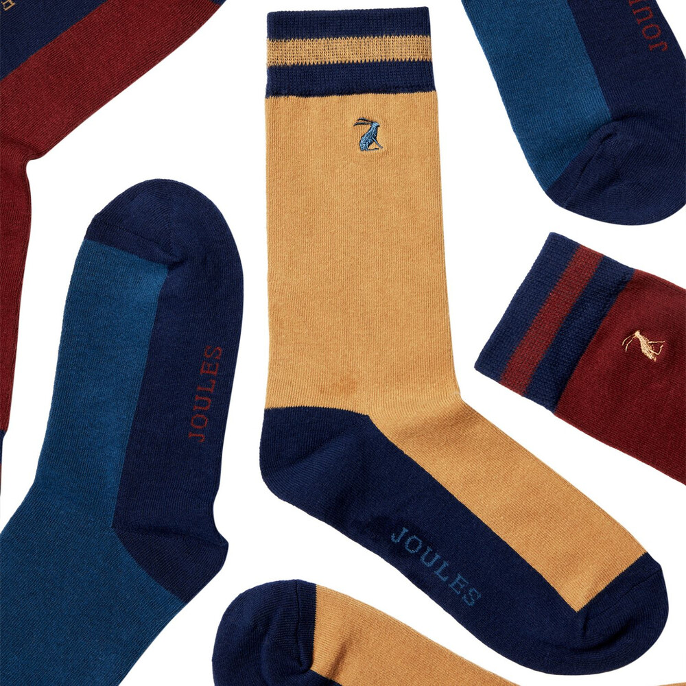 Mens Joules Mens Striking Socks Cotton Socks 3Pk in Hare Icon