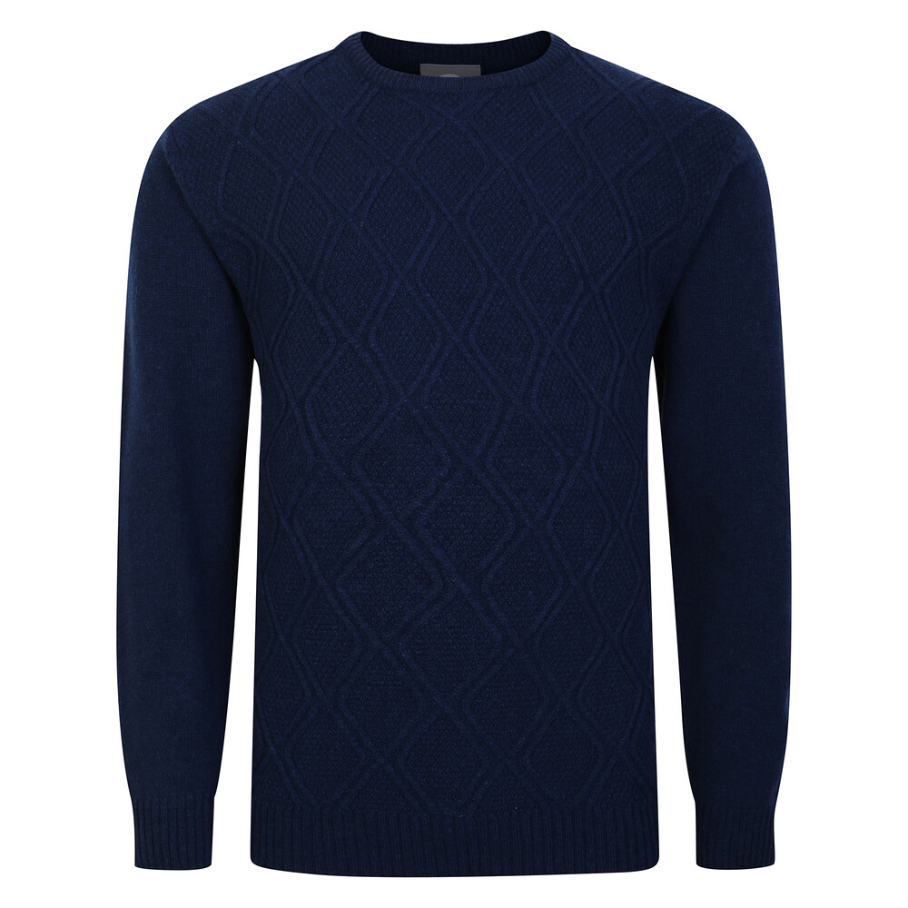 Mens Peter Gribby Diamond Pattern Crew Neck Jumper in Ink