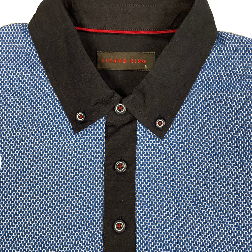 Mens Lizard King Two Colour Bubble Jacquard Polo in Royal