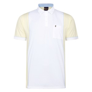 Mens Gabicci Short Sleeve Piped Panel Polo in Corn