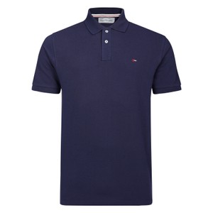 Mens Peter Gribby Cotton Pique Polo Shirt in Navy