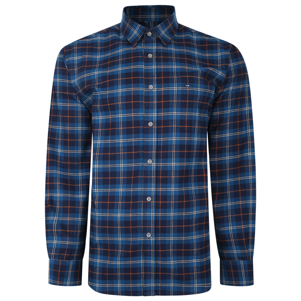 Mens Peter Gribby Long Sleeve Plaid Check Shirt - Teal in Teal