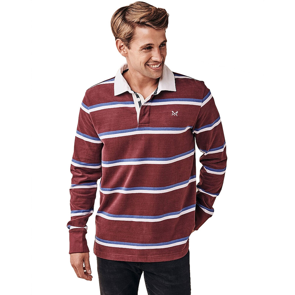 Mens Crew Clothing Long Sleeve Rugby Shirt in Portrylult