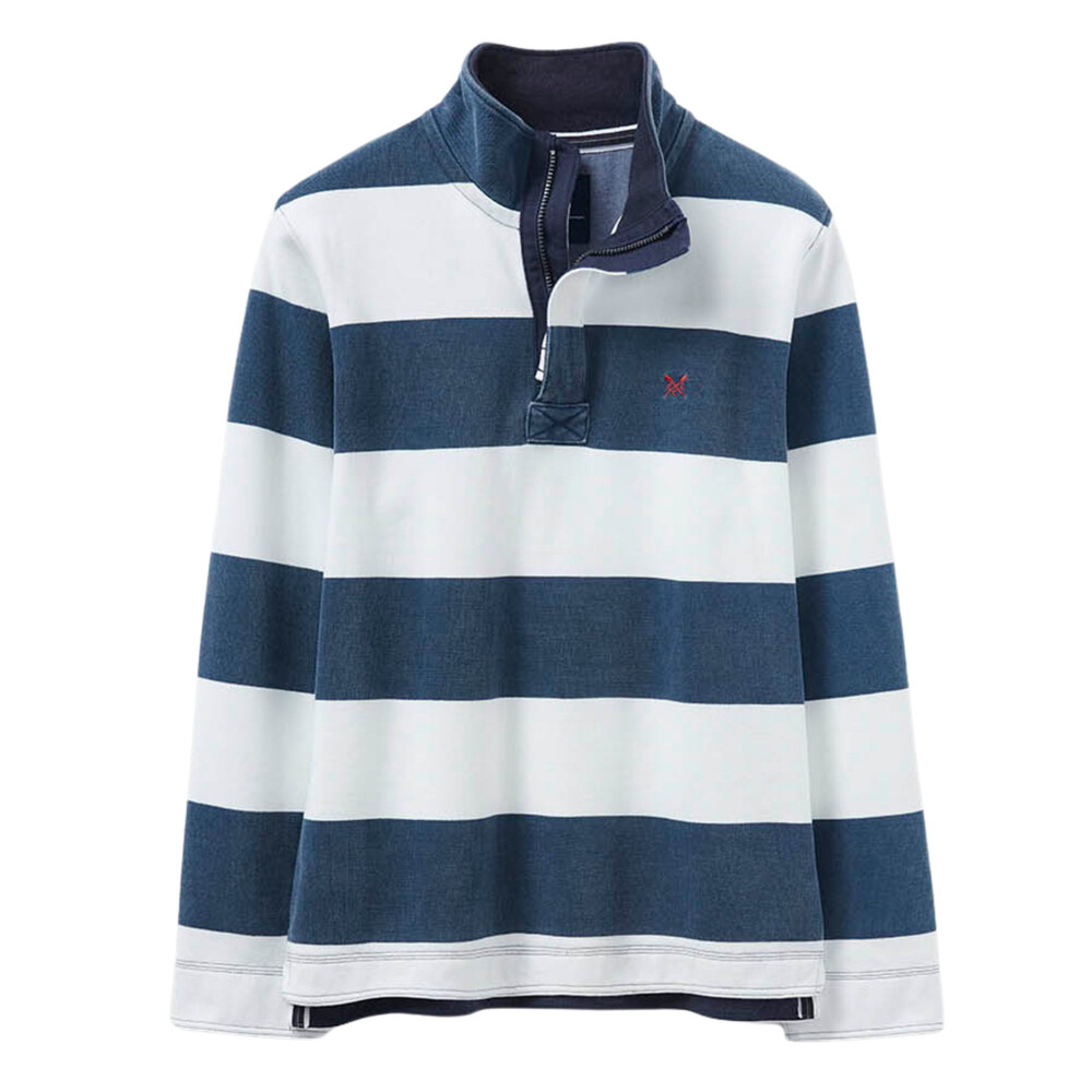 Mens Crew Clothing Padstow Pique Sweatshirt in Navy White