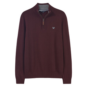 Mens Crew Clothing Classic Half Zip Knit Jumper in Fig