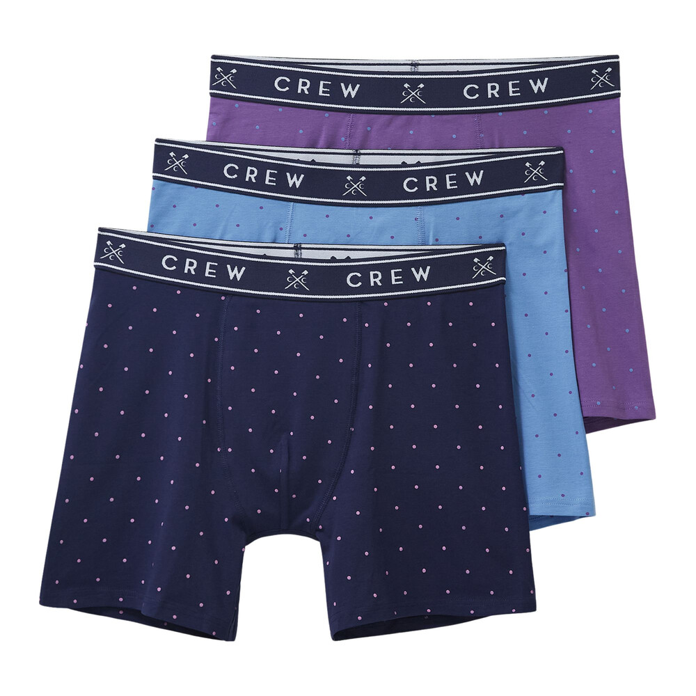 Mens Crew Clothing 3 Pack Jersey Boxer in Purple Blue Spot
